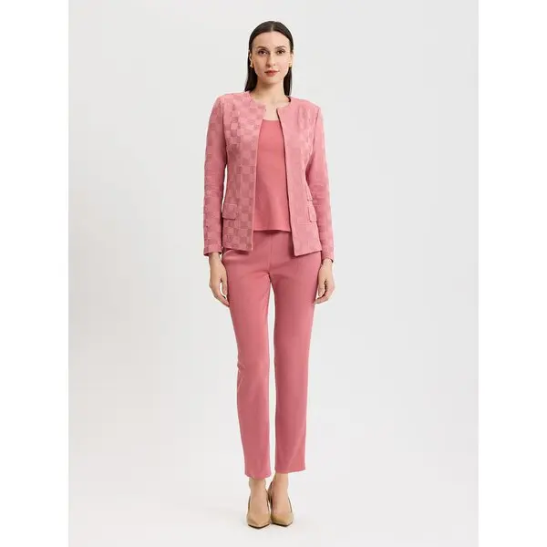 Misook Tailored Tonal Checkered Knit Jacket