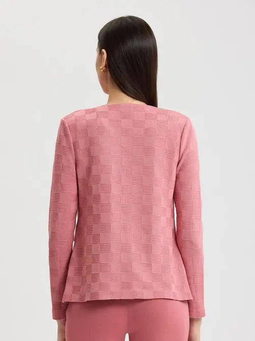 Misook Tailored Tonal Checkered Knit Jacket