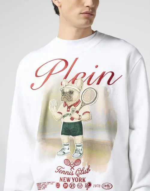 Philipp Plein Cotton Fleece Sweatshirt With Embroidered Teddy Bear