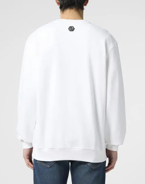 Philipp Plein Cotton Fleece Sweatshirt With Embroidered Teddy Bear