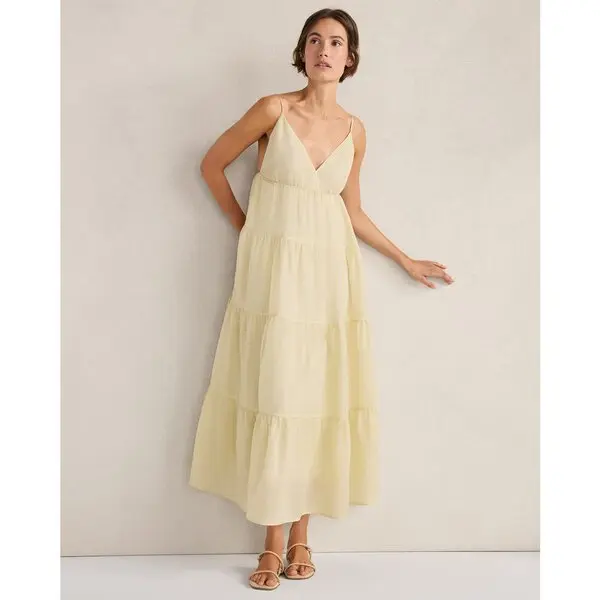 HAVEN WELL WITHIN Ramie Blend Tiered Maxi Dress