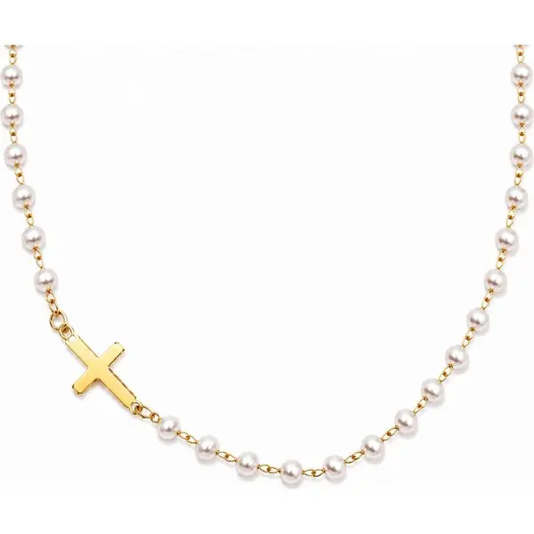 DONATELLO GIAN Tone Cross Beaded Station Necklace - Gold
