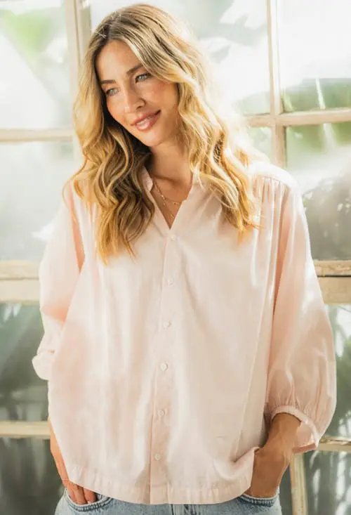 OCEAN+MAIN Poplin Peasant Top