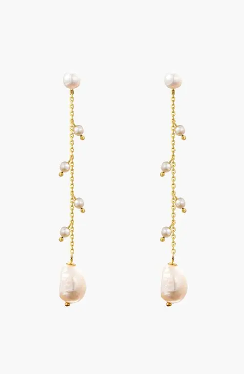 KELLERY Baroque Pearl Waterfall Tassel Earrings