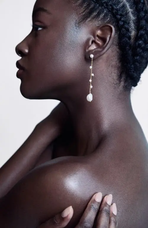 KELLERY Baroque Pearl Waterfall Tassel Earrings