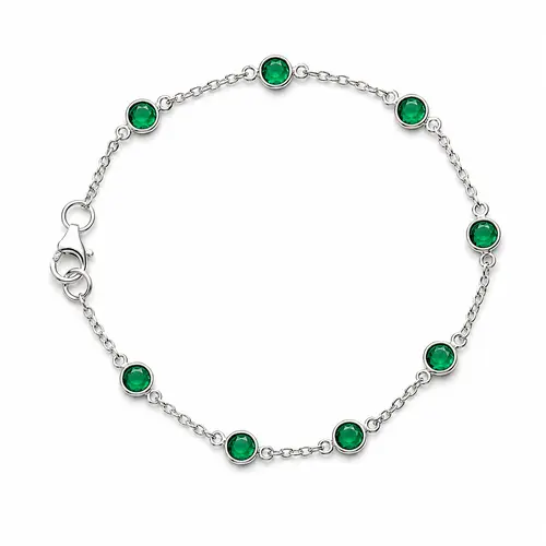 ZUVAN Emerald Gemstone Chain Bracelet In Sterling - Silver