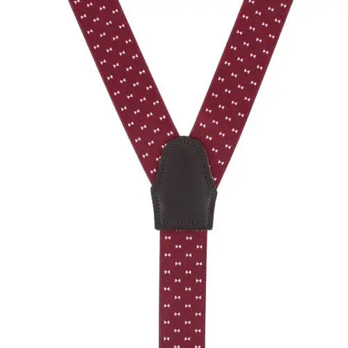 Trafalgar Micro Bow Classic Elastic Button End Suspenders - Burgundy