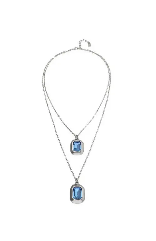 UNODE50 Double-layer -tone Necklace With Blue Crystals