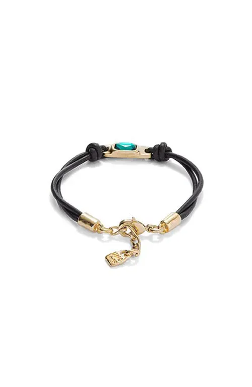 UNODE50 18k -plated Leather Bracelet With Crystal Accent