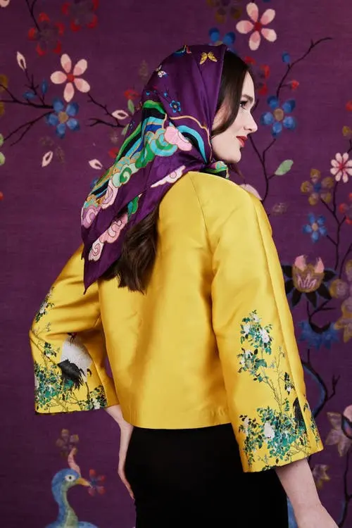 SKYLENCE Wendy Morrison X Kujaku Peacock Silk Scarf