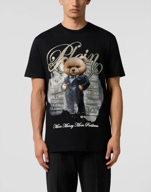 Philipp Plein Round Neck T-shirt Teddy Money - Black