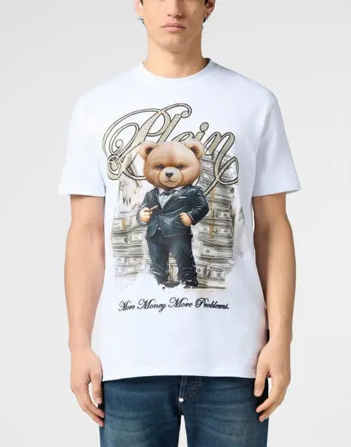Philipp Plein Round Neck T-shirt Teddy Money - White