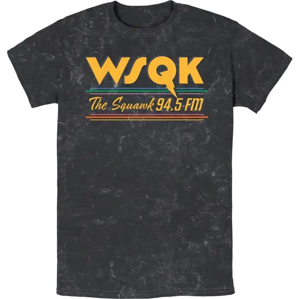 STRANGER THINGS Vintage Radio The Squawk Wsqk Short Sleeve Graphic T-shirt - Black