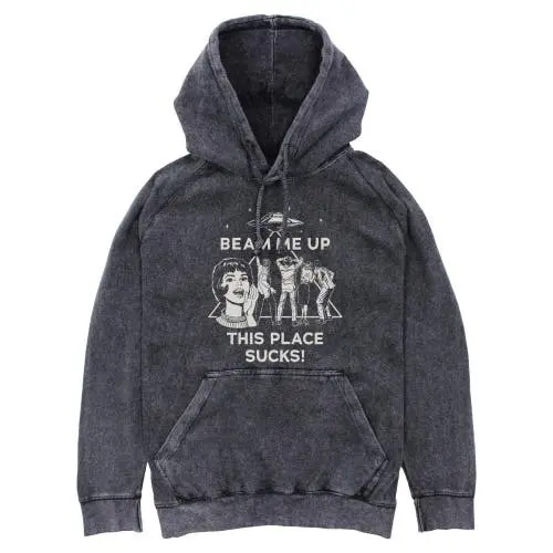STRANGER THINGS Vintage This Place Sucks Ufo Pull Over Hoodie