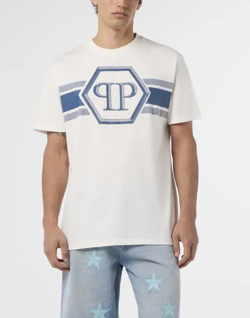 Philipp Plein Round Neck T-shirt Hexagon Line - Offwhite