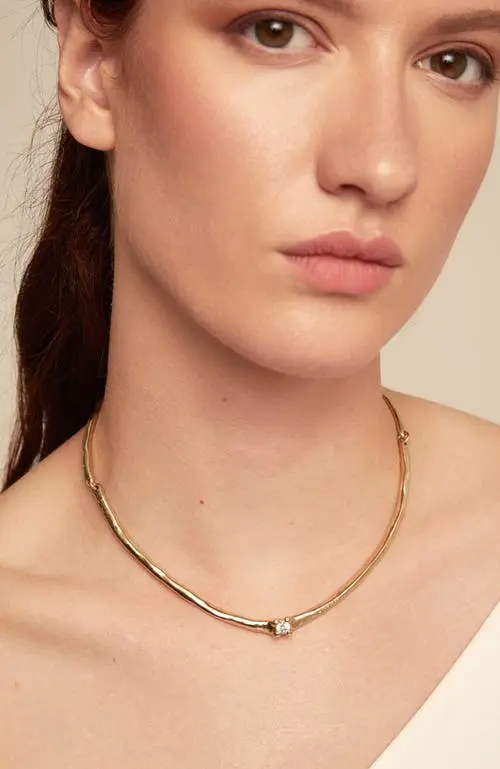 UNODE50 Rigid Necklace With White Zircon - Gold