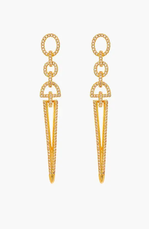 KELLERY Stiletto Linear Spike Drop Earrings - Gold