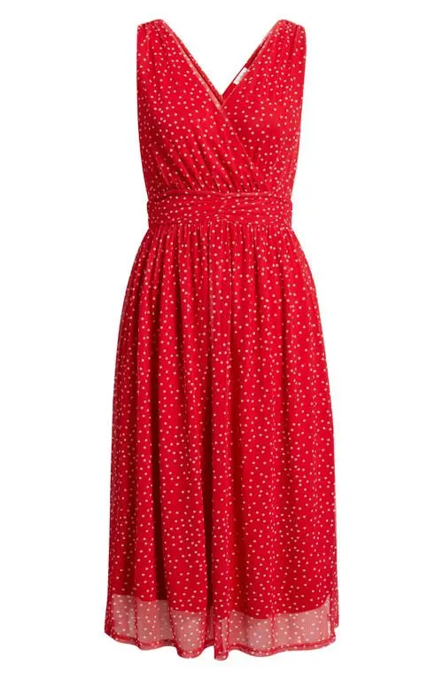 Loveappella Cross Mesh Midi Dress - Red