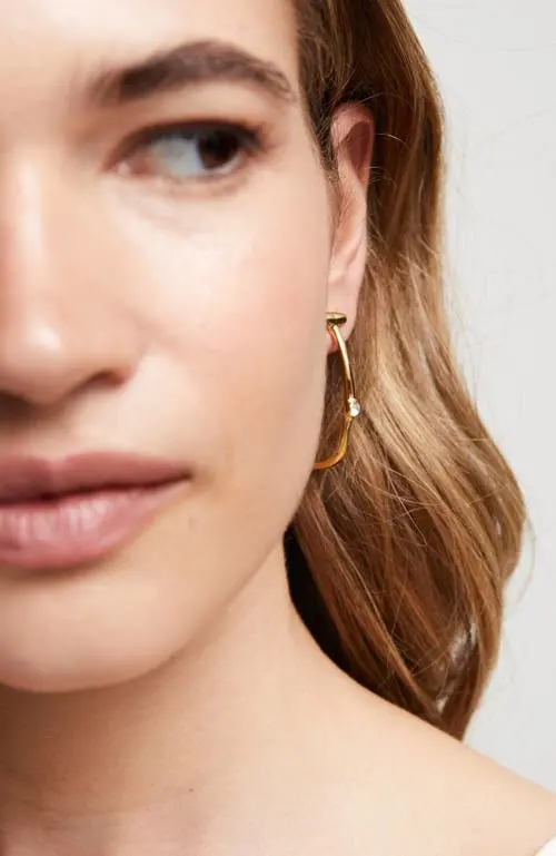 UNODE50 18k -plated Hoop Earrings With White Topaz