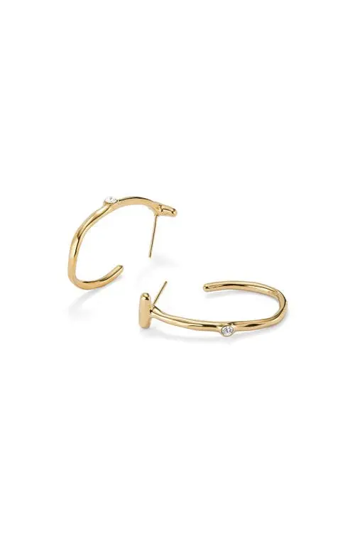 UNODE50 18k -plated Hoop Earrings With White Topaz