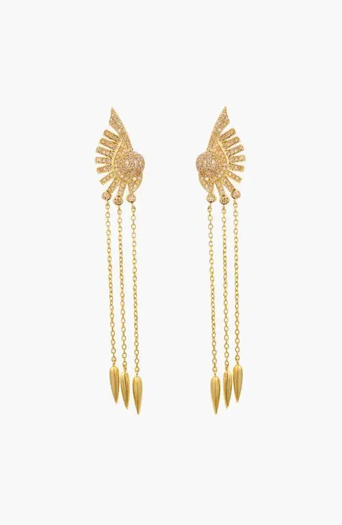 KELLERY Art Deco Fan Tassel Drop Earrings - Gold