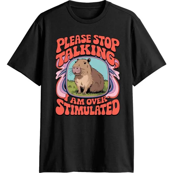 LOST GODS Overstimulated Capybara Short Sleeve Graphic T-shirt