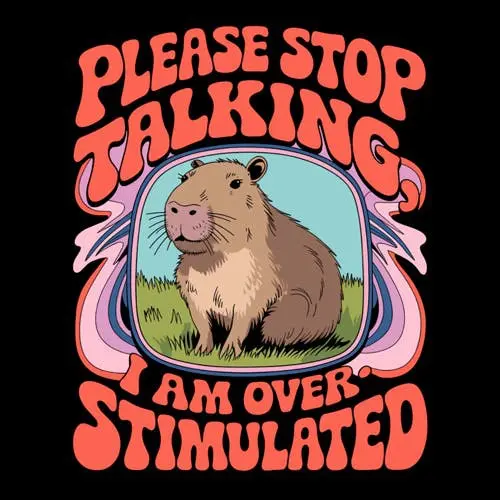 LOST GODS Overstimulated Capybara Short Sleeve Graphic T-shirt