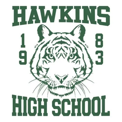 STRANGER THINGS Netflix Hawkins High School Tiger 1983 Graphic T-shirt - White