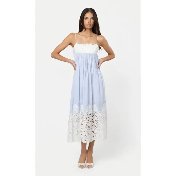 Generation Love Juniper Lace Combo Seersucker Dress - Light Blue/white