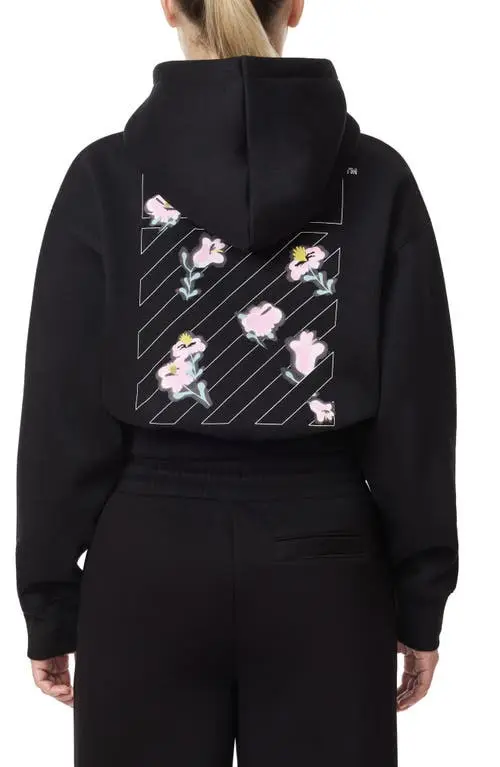 L/AB OFF-WHITE Graphic Crop Hoodie