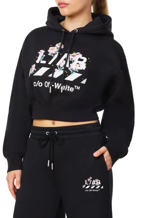 L/AB OFF-WHITE Graphic Crop Hoodie