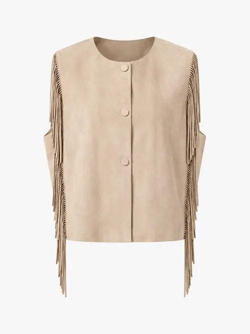 MINE BILGI Lipso Fringe Suede Leather Vest