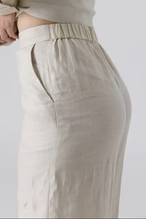LE FAFO Linen Wide Leg Pants - Natural