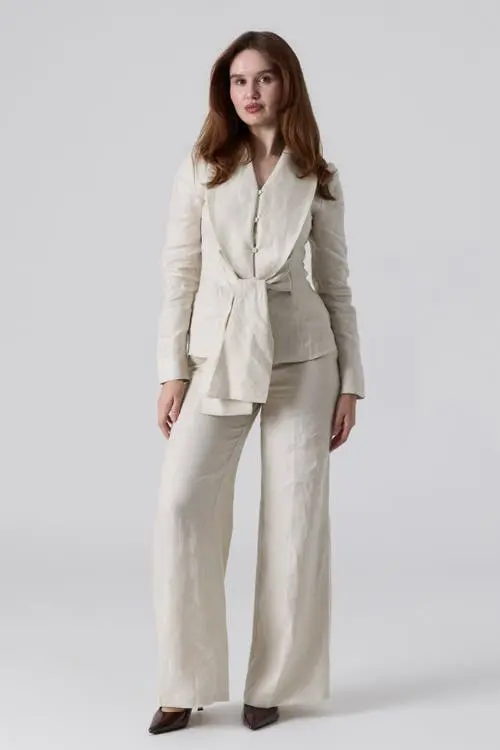 LE FAFO Linen Wide Leg Pants - Natural