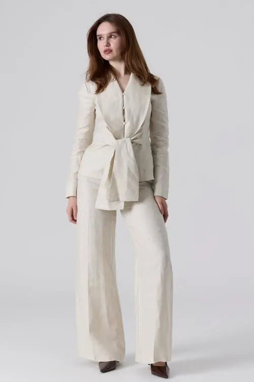 LE FAFO Linen Wide Leg Pants - Natural