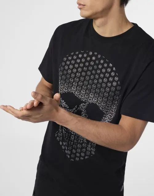 Philipp Plein Round Neck T-shirt Skull Strass Skull Strass