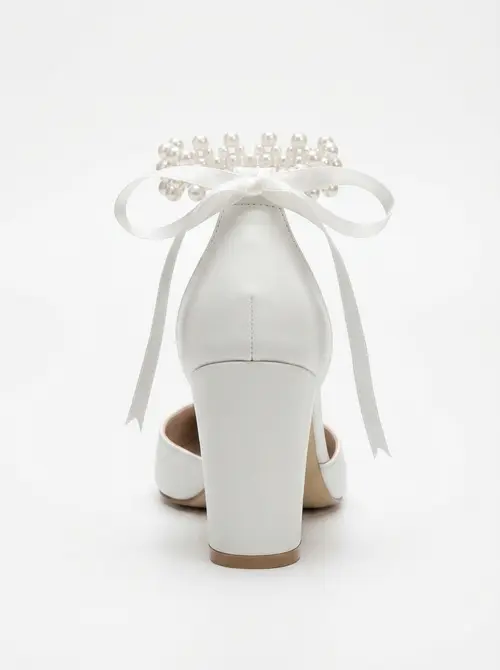 PROLOGUE SHOES Zia Ribbon Block Heel Bridal Pump