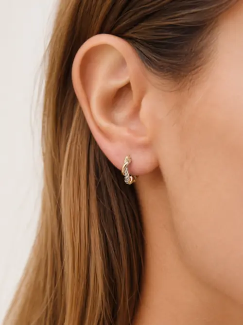 ABLE Faye Two-tone Braided Mini Hoops