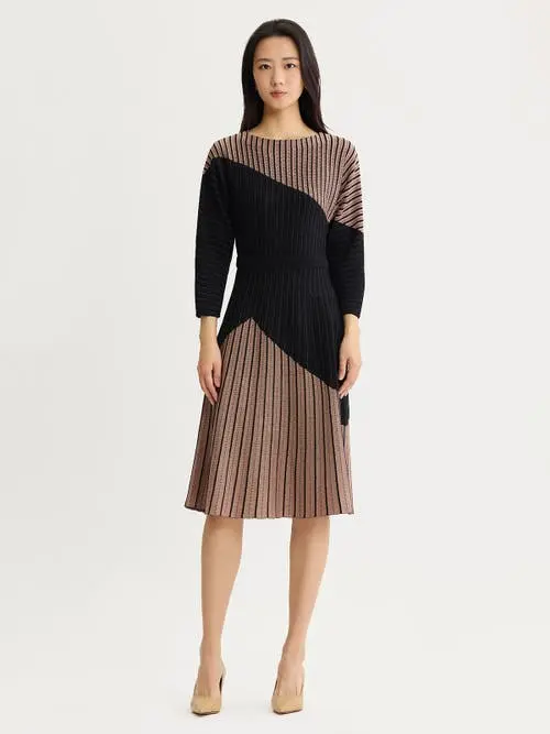 Misook Fit & Flare Dolman Sleeve Midi Dress