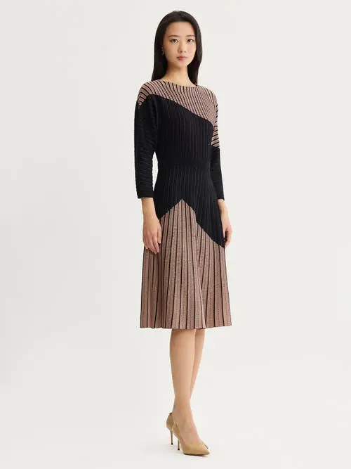 Misook Fit & Flare Dolman Sleeve Midi Dress