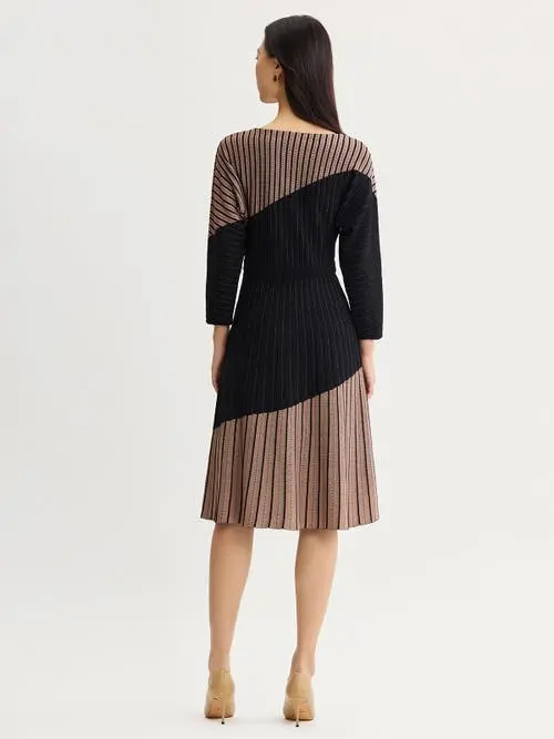 Misook Fit & Flare Dolman Sleeve Midi Dress