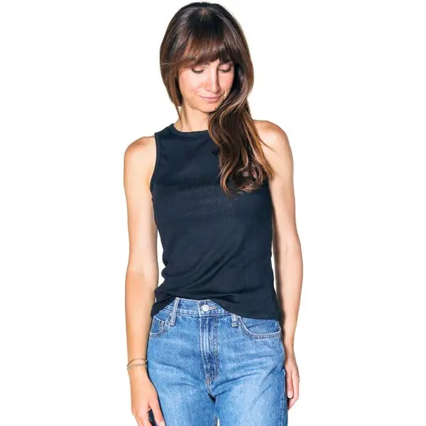 POPLINEN Plus Donna Modal Ribbed Tank - Black