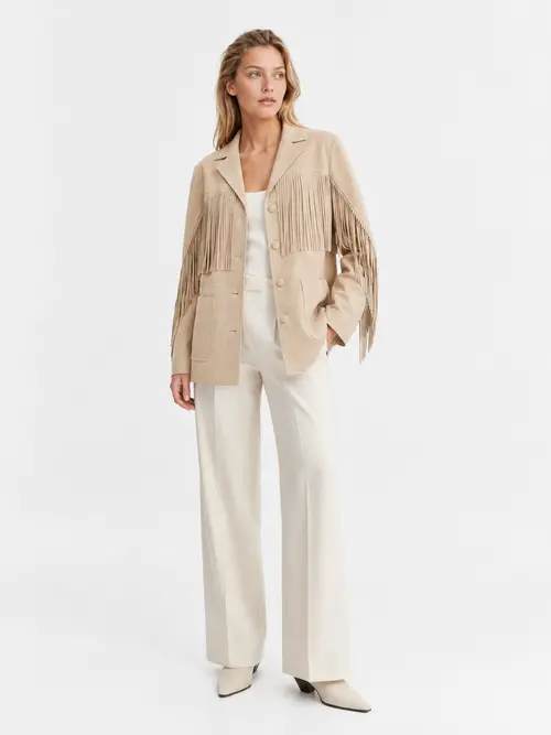 MINE BILGI Calypso Fringe Suede Leather Jacket