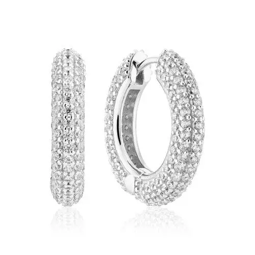 SIF JAKOBS JEWELLERY Carrara Medio Hoop Earrings With White Zirconia - Sterling Silver