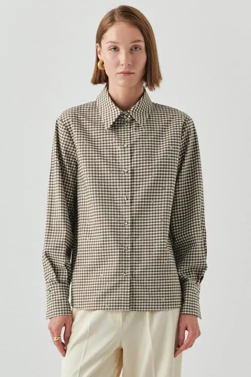 EXQUISE Jamie Plaid Shirt - Brown
