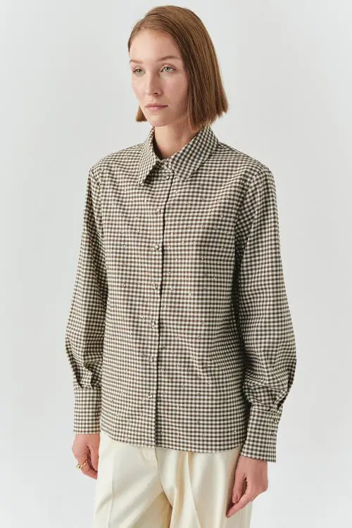EXQUISE Jamie Plaid Shirt - Brown