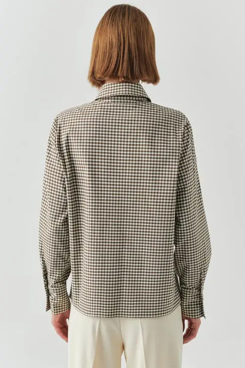 EXQUISE Jamie Plaid Shirt - Brown