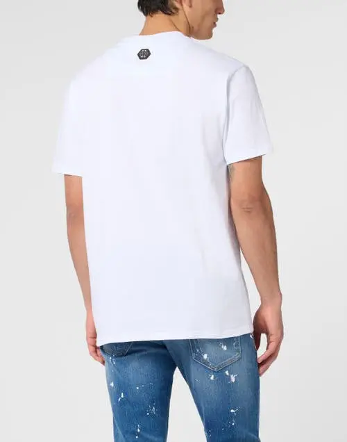 Philipp Plein Round Neck T-shirt Teddy Racing - White