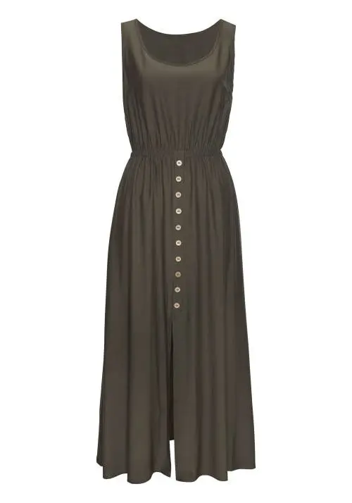 LASCANA Button Detail Front Slit Dress