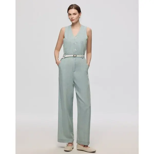 JUANA Nahla Chambray Jumpsuit - Chambray Blue